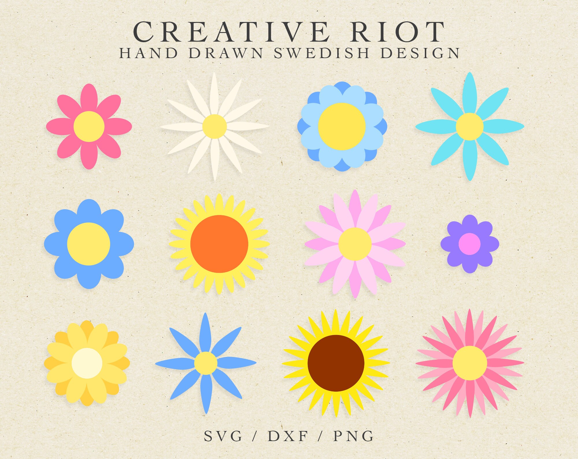 SIMPLE FLOWERS SVG Commercial Use Svg Simple Flower Cricut | Etsy