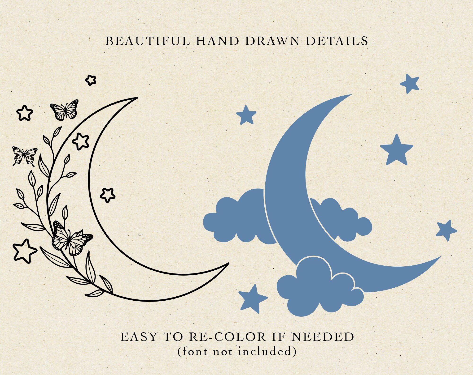 MOON BUNDLE SVG Commercial Use Svg Moon Clipart Moon Phase | Etsy