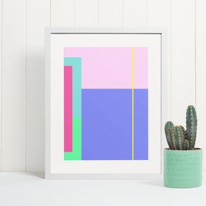 Play Modern Geometric Color Block Art Color Block Print Aesthetic Room ...