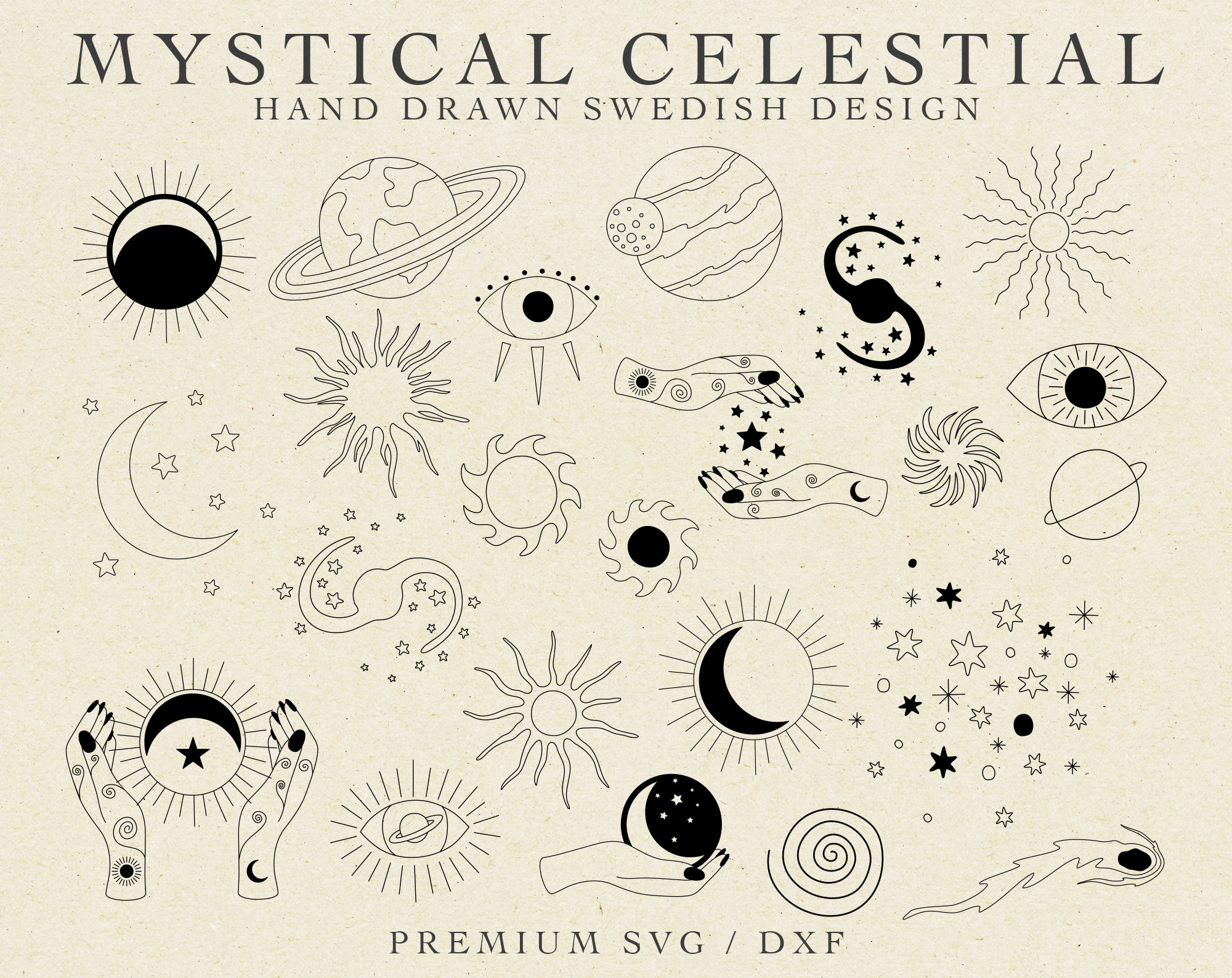 119 MYSTICAL DESIGNS - Commercial Use Svg, Celestial Svg, Moon Svg ...
