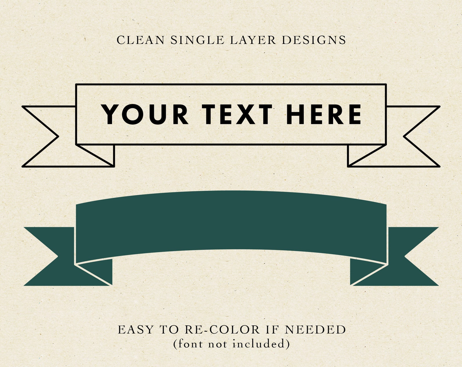 SIMPLE BANNERS SVG Commercial Use Svg Ribbon Clipart - Etsy