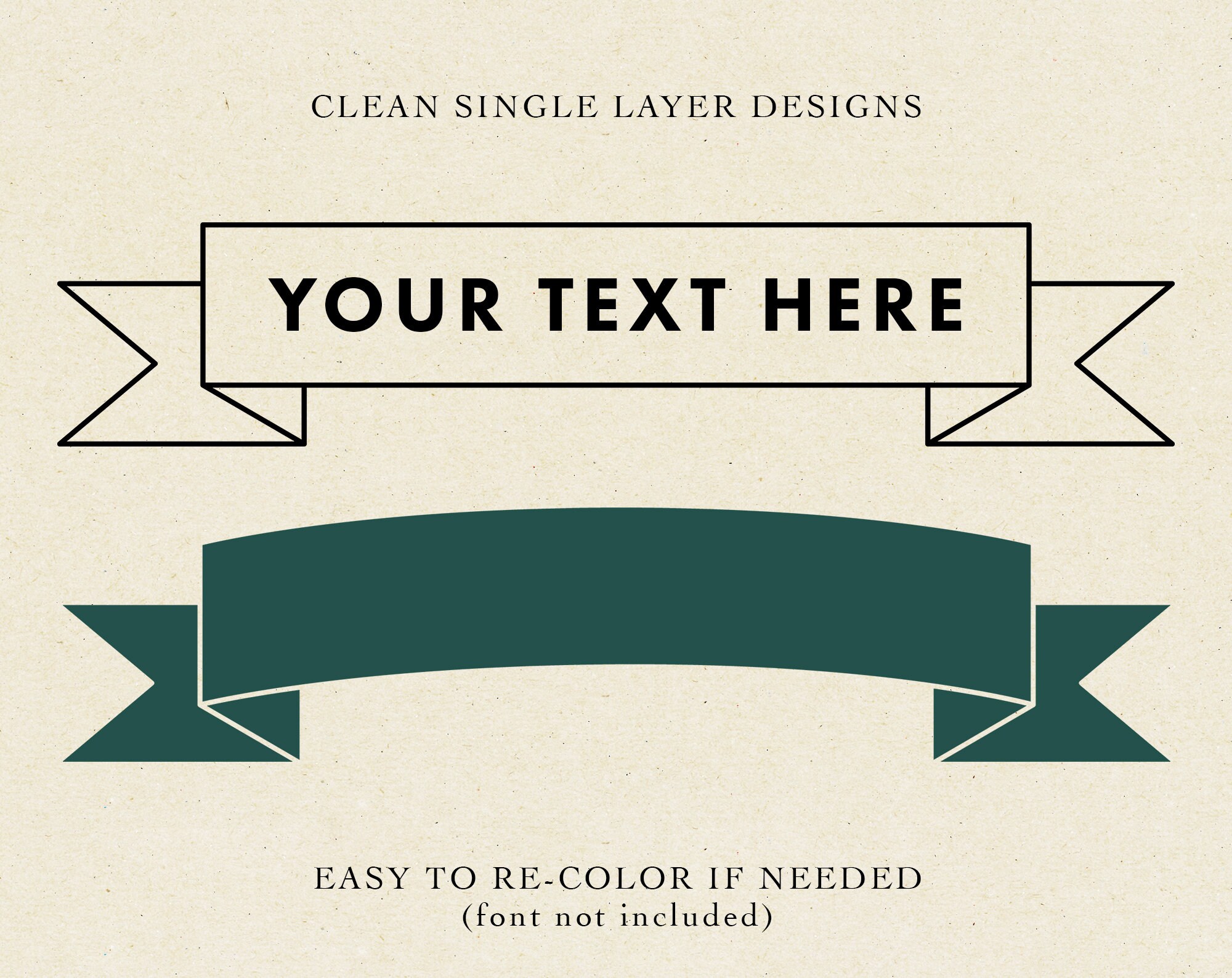 SIMPLE BANNERS SVG Commercial Use Svg Ribbon Clipart - Etsy