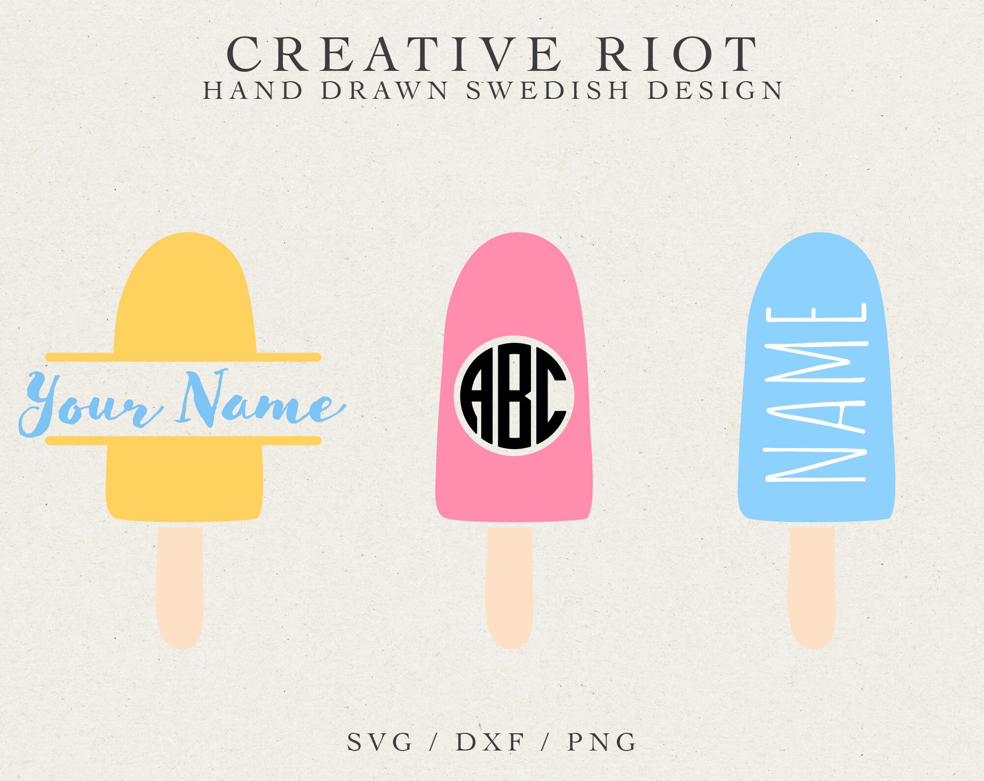 ICE CREAM MONOGRAM Commercial Use Svg Popsicle Monogram | Etsy