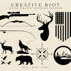 HUNTING BUNDLE SVG - Commercial Use Svg, Rifle Svg File, Deer Svg File ...