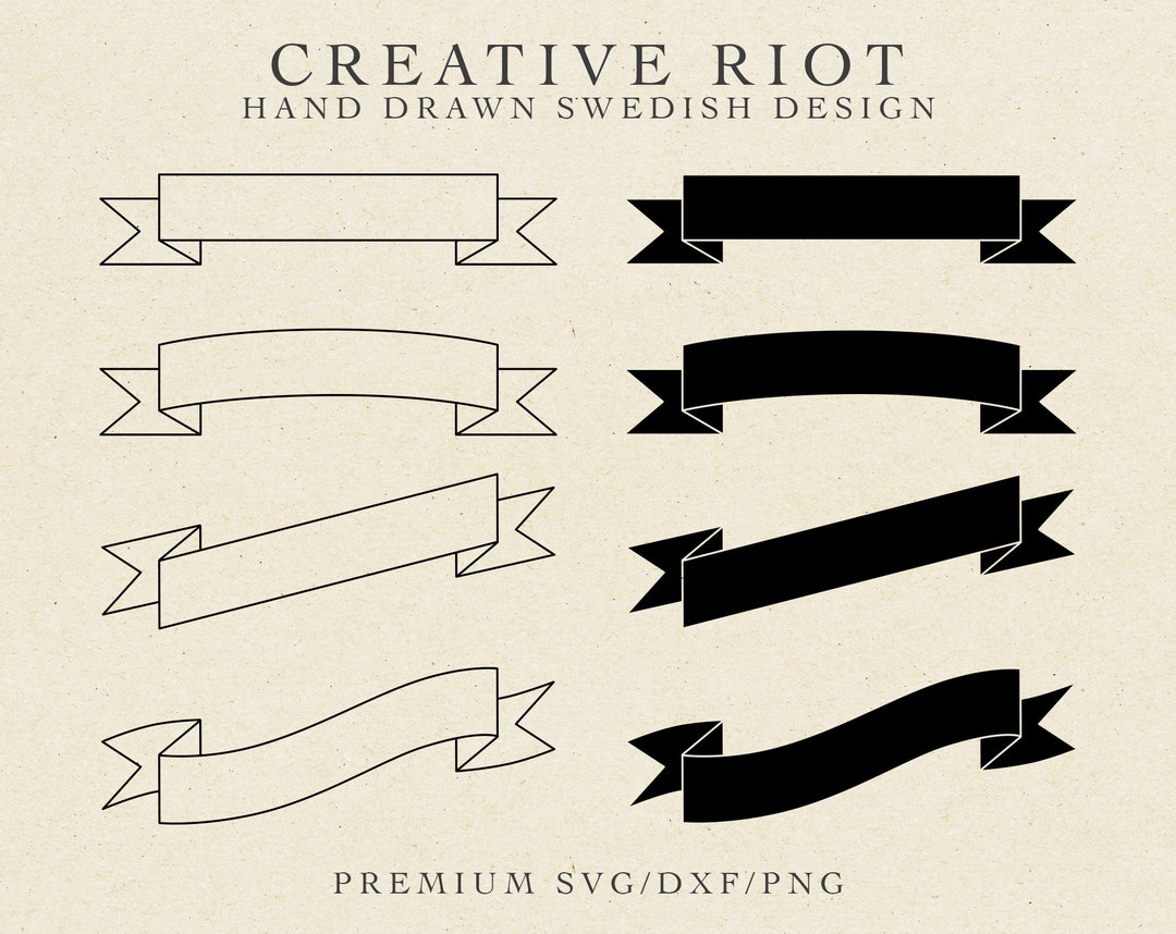 SIMPLE BANNERS SVG - Commercial Use Svg, Ribbon Clipart, Cricut Banner ...