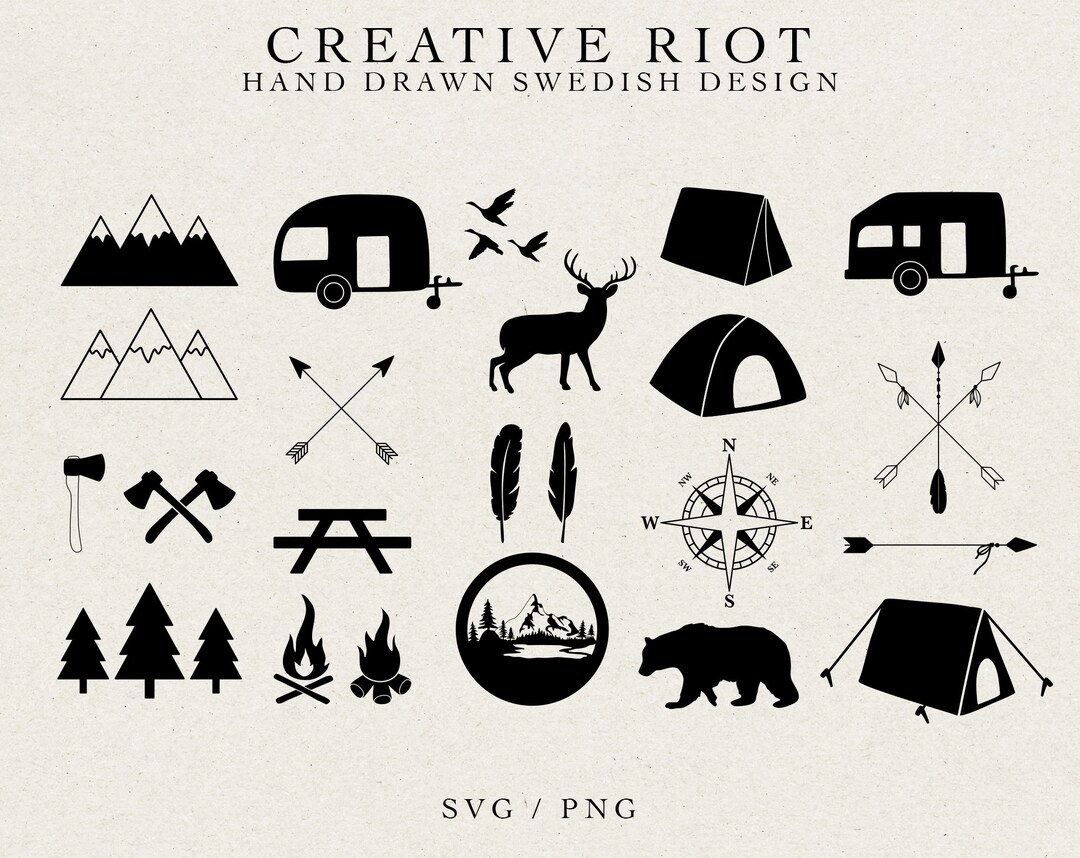CAMPING BUNDLE SVG Wildlife Clipart, Commercial Use Svg, Camper Svg ...