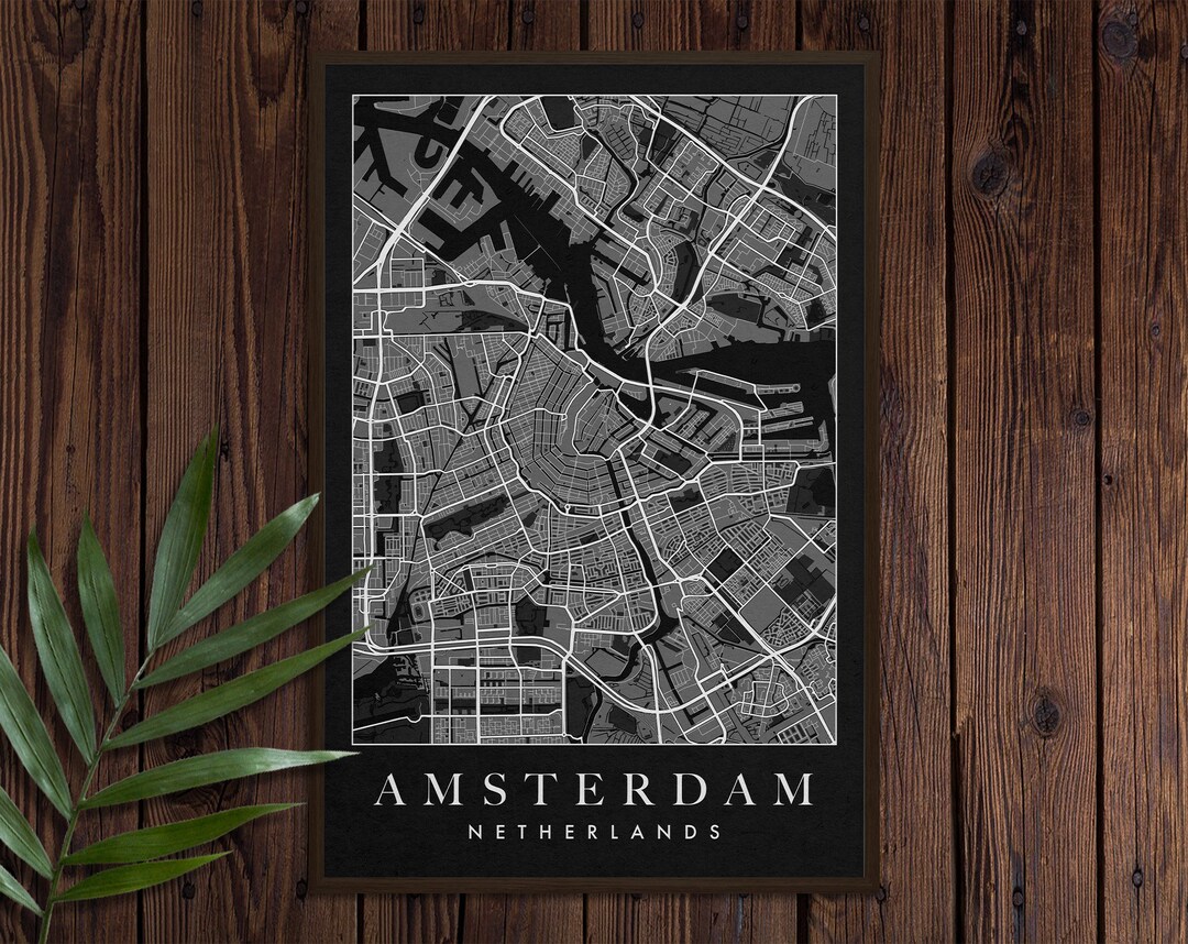AMSTERDAM MAP POSTER City Map, Wall Art, Netherlands Map, Printable ...