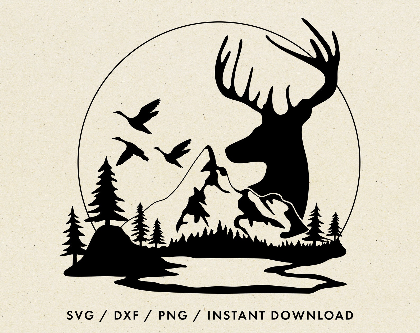 MOUNTAIN WILDLIFE SVG Hunting Svg Commercial Use Svg Deer - Etsy