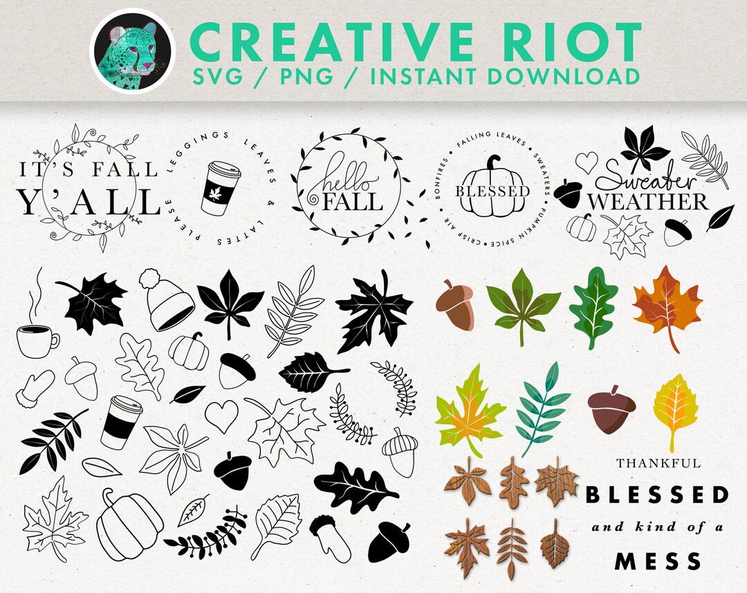 FALL MEGA BUNDLE Commercial Use Svg, Fall Heat Transfer, Fall Cut File ...