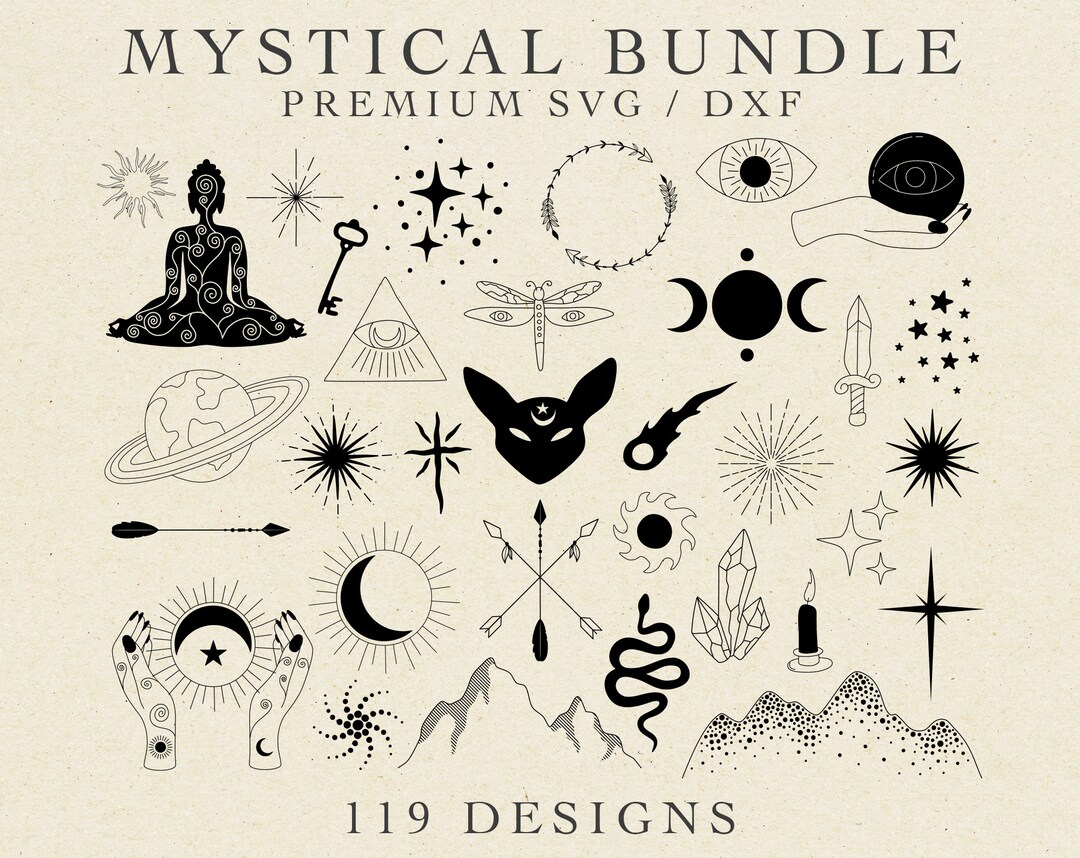 119 MYSTICAL DESIGNS Commercial Use Svg, Celestial Svg, Moon Svg, Wicca ...