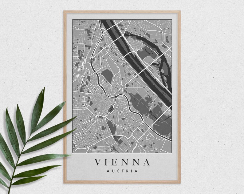 VIENNA MAP POSTER City Map Wall Art Austria Map Printable - Etsy
