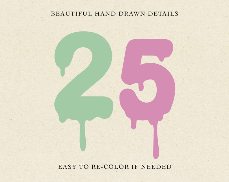 DRIPPING NUMBERS SVG - Commercial Use Svg, Drip Font Svg, Dripping Font ...