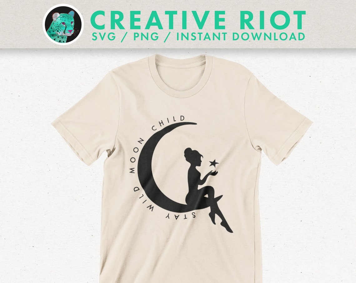 MOON CHILD SVG Commercial Use Svg Boho Moon Girl Cricut - Etsy