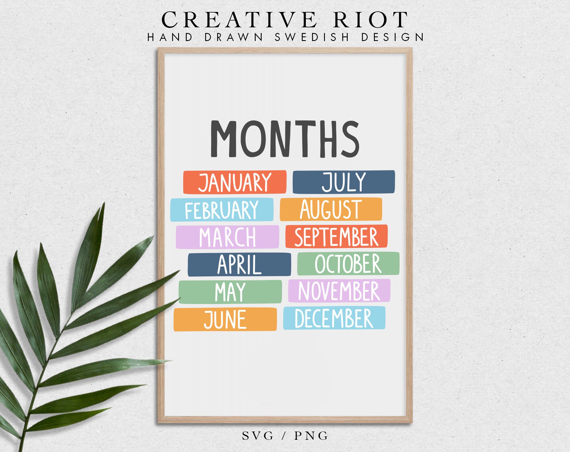 MONTHS SVG Kids Full Year Educational Svg Nursery Room - Etsy