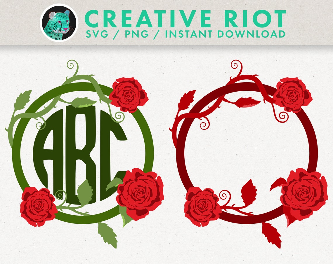 ROSE WREATH SVG Rose Frame Svg Rose Clipart Circle Wreath - Etsy