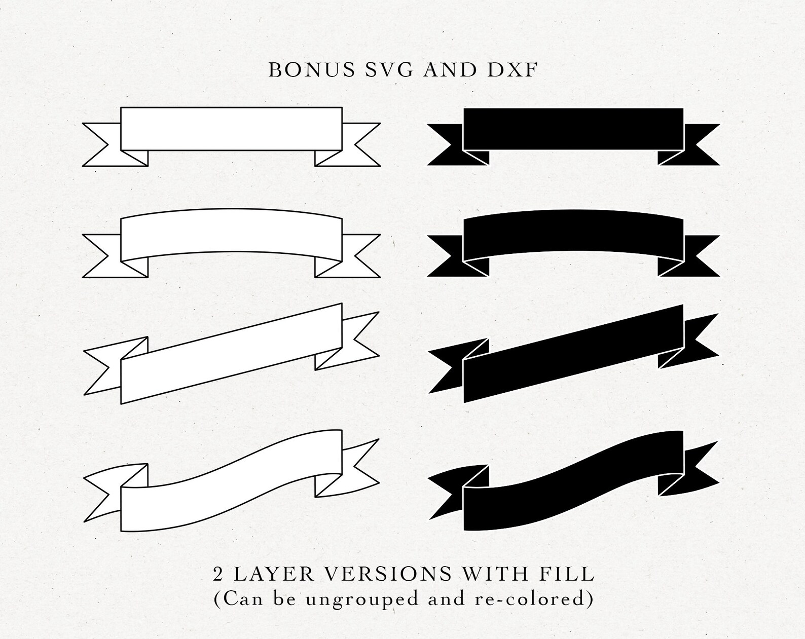 SIMPLE BANNERS SVG Commercial Use Svg Ribbon Clipart - Etsy