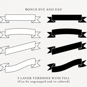 SIMPLE BANNERS SVG - Commercial Use Svg, Ribbon Clipart, Cricut Banner ...