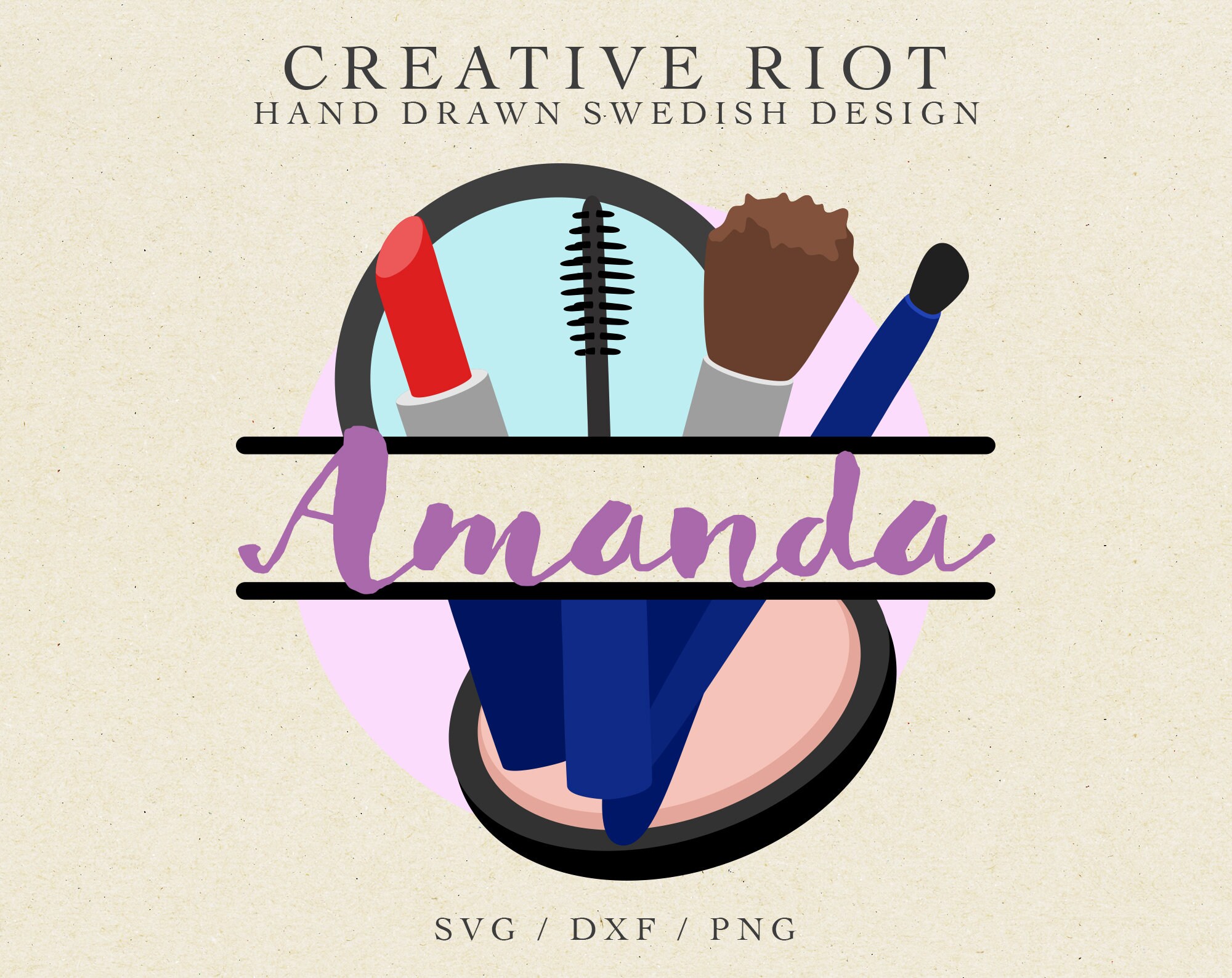 MAKEUP MONOGRAM SVG Commercial Use Svg Makeup Clipart | Etsy