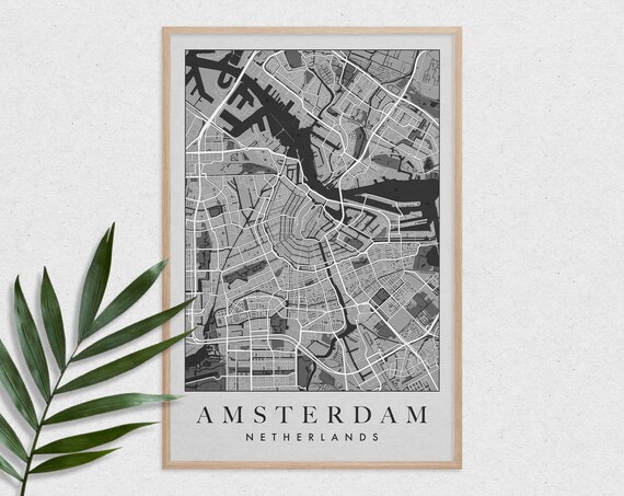 AMSTERDAM MAP POSTER City Map Wall Art Netherlands Map | Etsy
