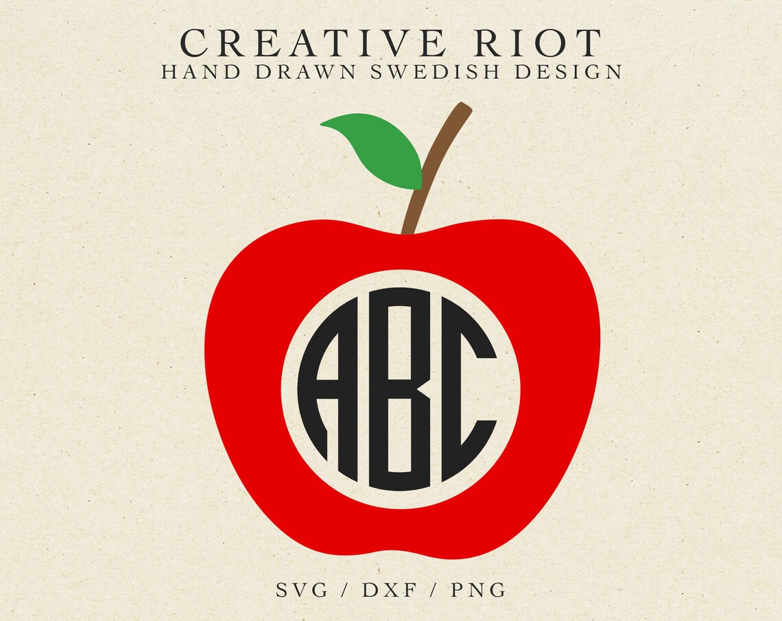 APPLE MONOGRAM SVG Commercial Use Svg Apple Svg Teacher - Etsy