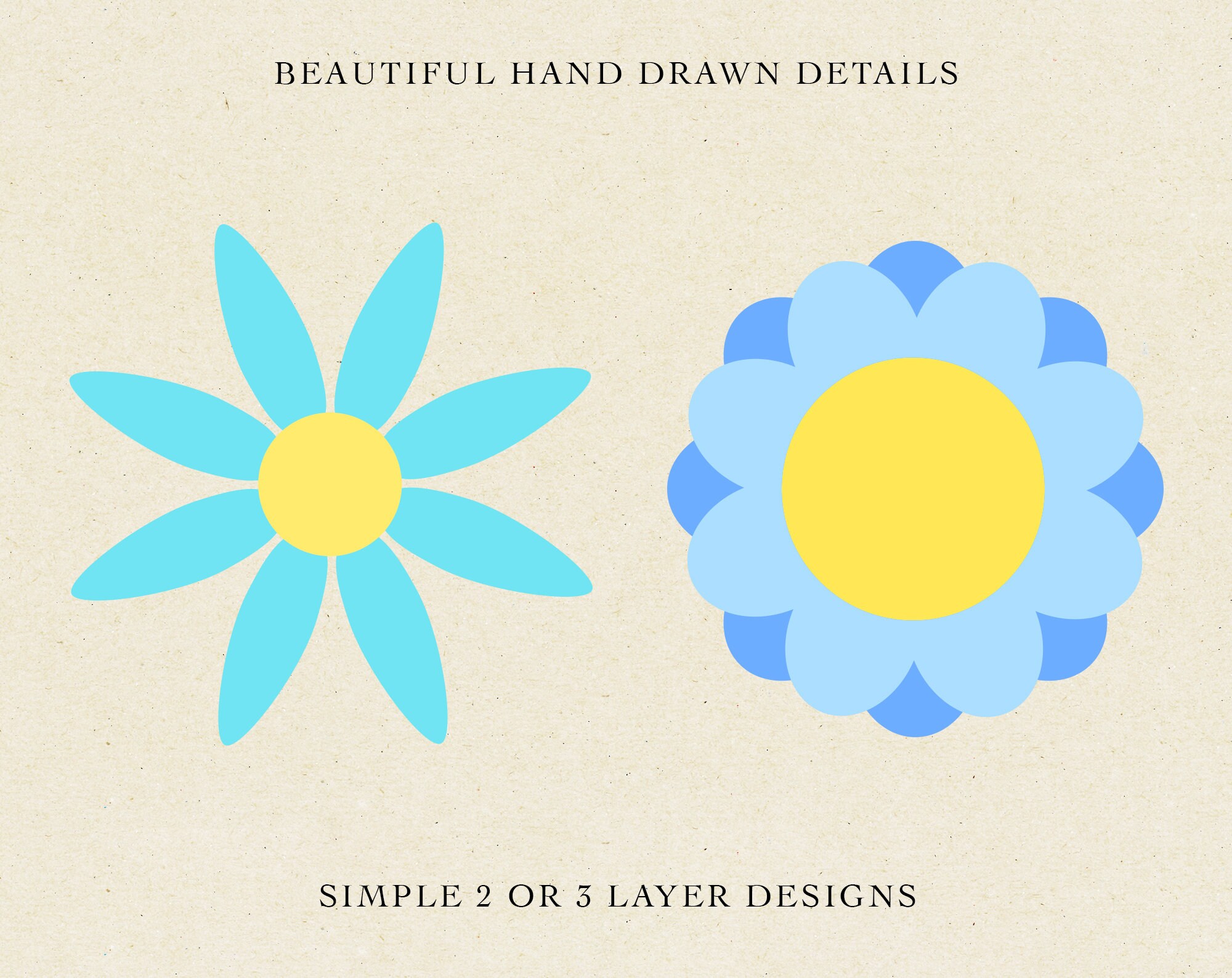 SIMPLE FLOWERS SVG Commercial Use Svg Simple Flower Cricut | Etsy