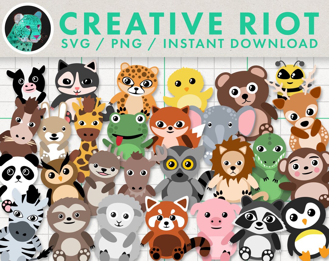 CUTE ANIMALS BUNDLE Commercial Use Svg, Cute Animal Svg, Clipart Animal ...