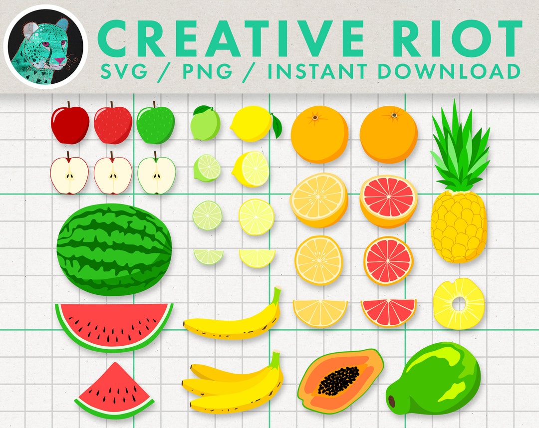 FRUIT BUNDLE SVG Pineapple Svg, Orange Svg, Apple Svg, Lemon Svg, Lime ...