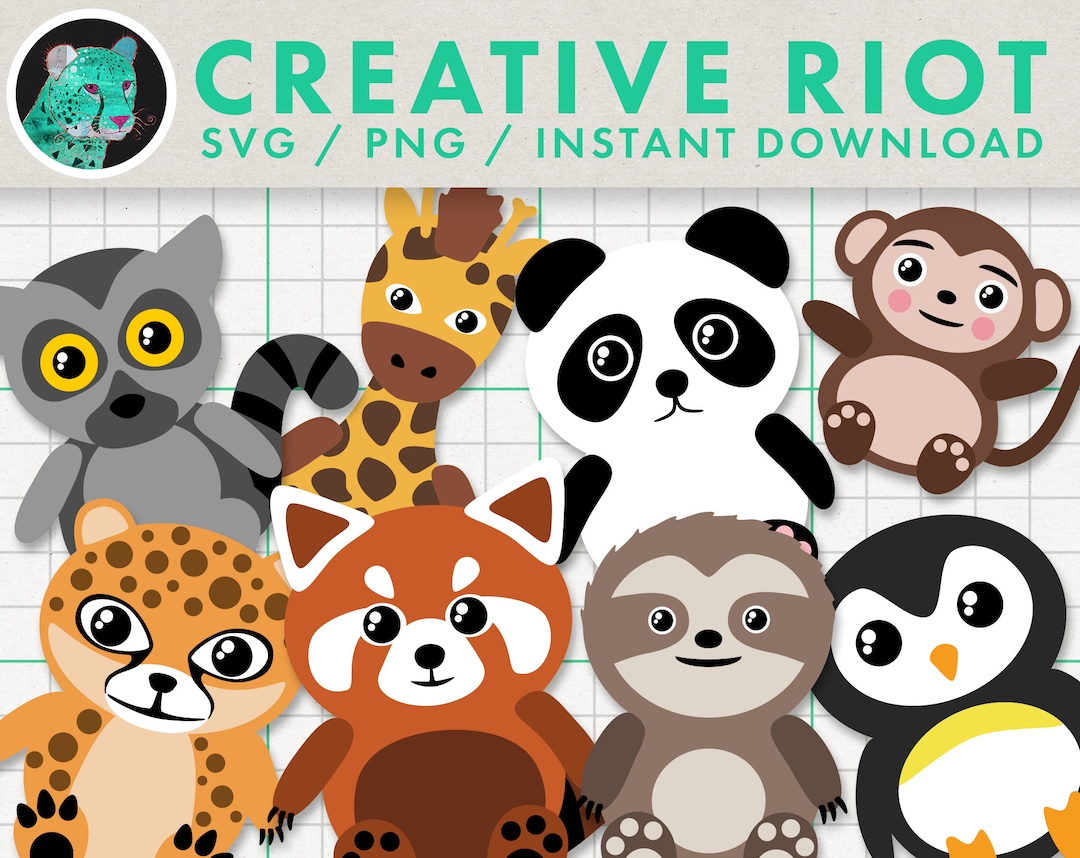 ZOO ANIMAL BUNDLE Commercial Use Svg, Giraffe Svg, Panda Svg, Monkey ...
