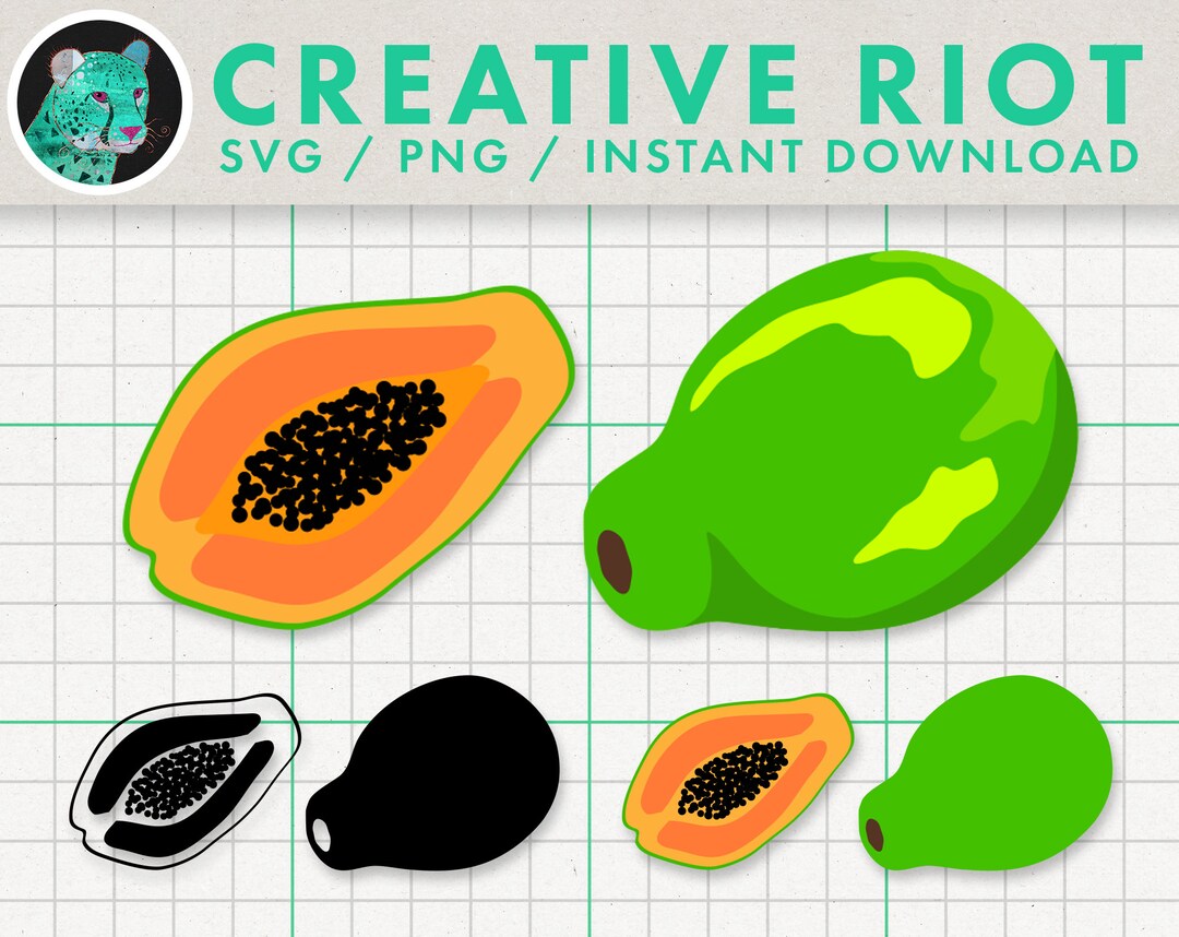 PAPAYA SVG - Papaya Clipart, Papaya Vector, Cricut Papaya, Silhouette ...