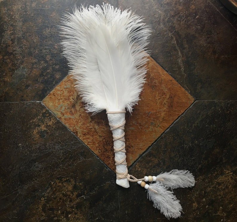 Hand Crafted Smudge Feather Fan Goose Ostrich Peacock | Etsy