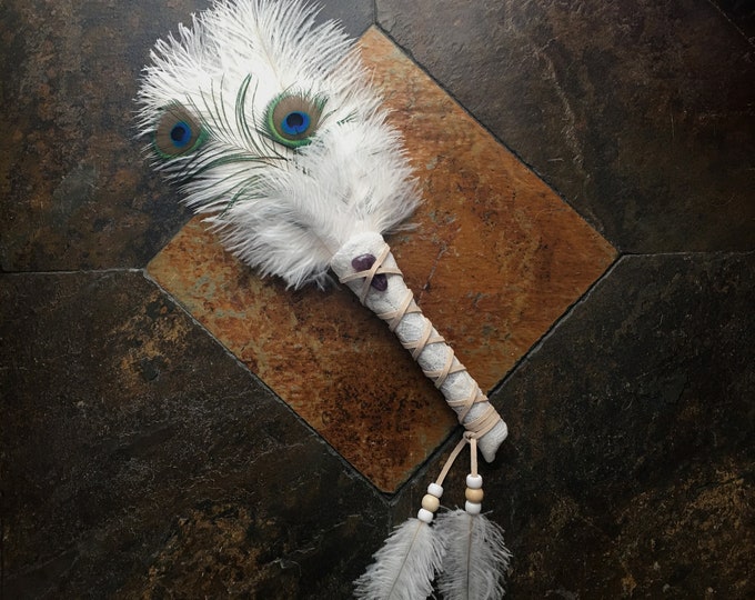 Hand Crafted Smudge Feather Fan Goose Ostrich Peacock - Etsy