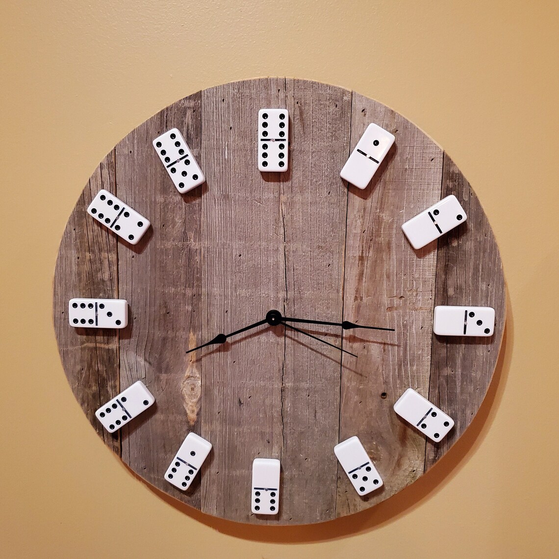 18 Dominoes Upcycled Spool Clock, Game Room Clock, Family Game Night ...