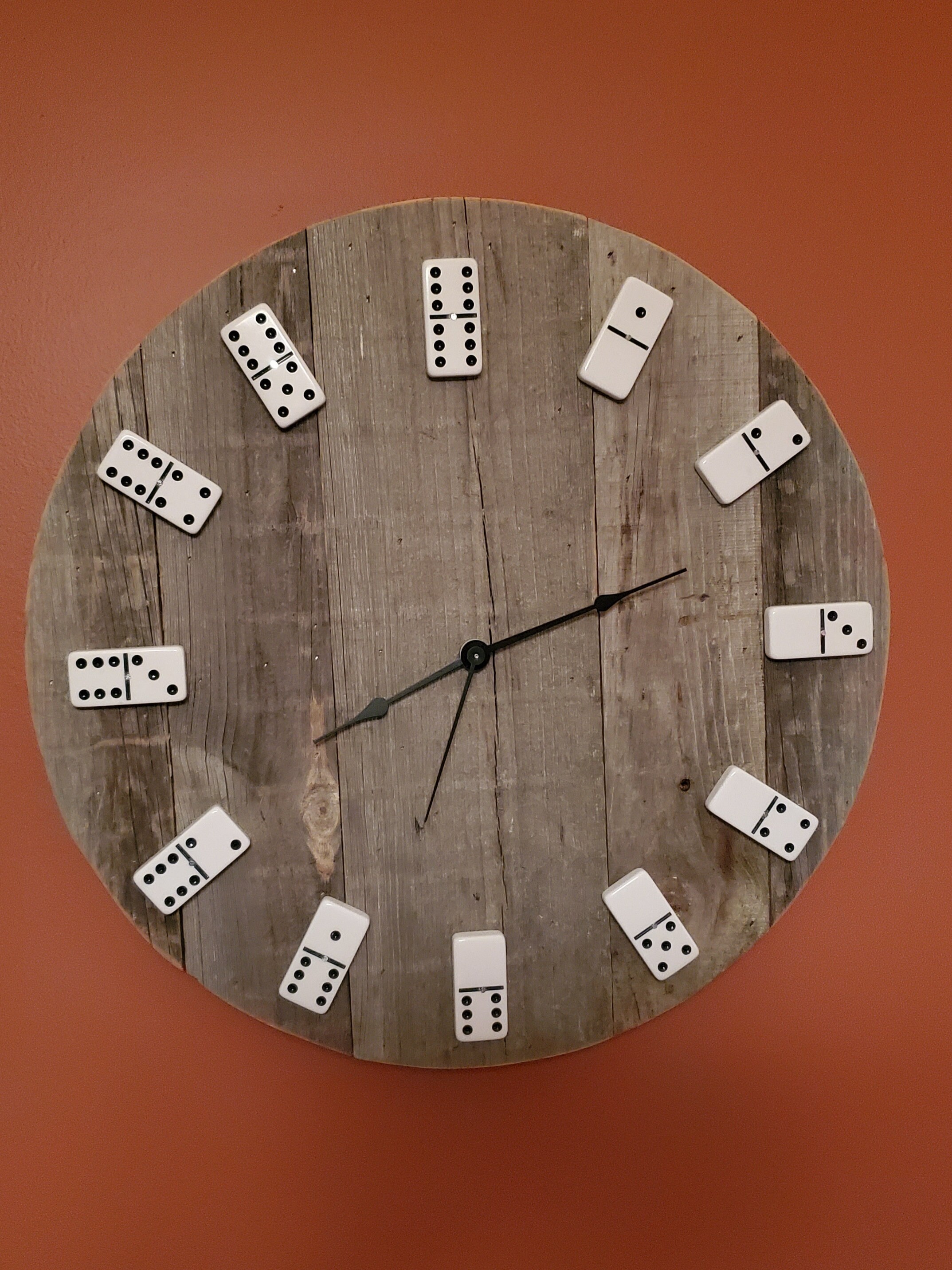 18 Dominoes Upcycled Spool Clock, Game Room Clock, Family Game Night ...