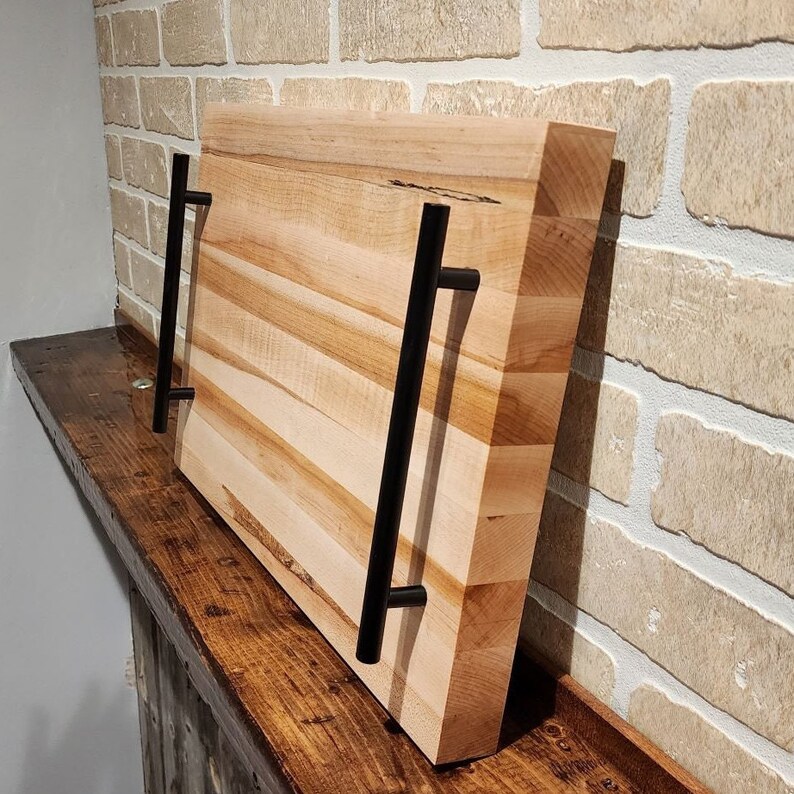 Premium Butcher Block Charcuterie Board. Solid Maple. Sturdy Handles ...