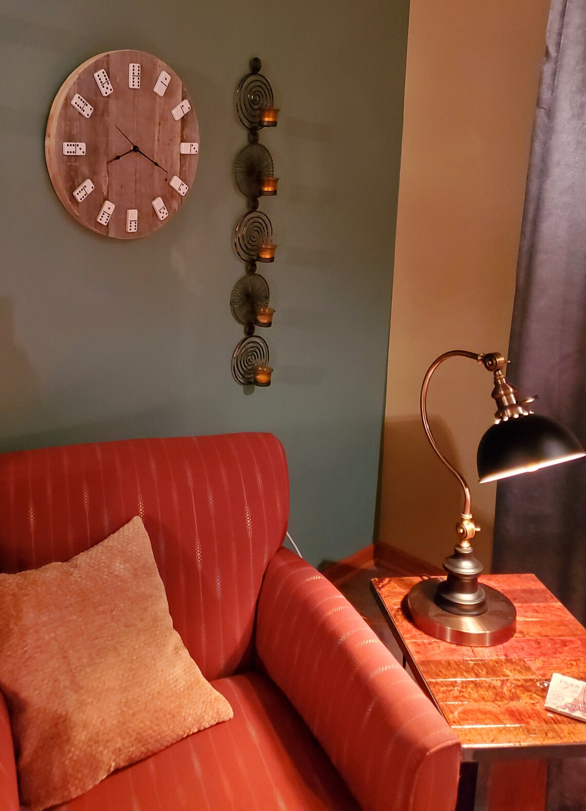 18 Dominoes Upcycled Spool Clock, Game Room Clock, Family Game Night ...