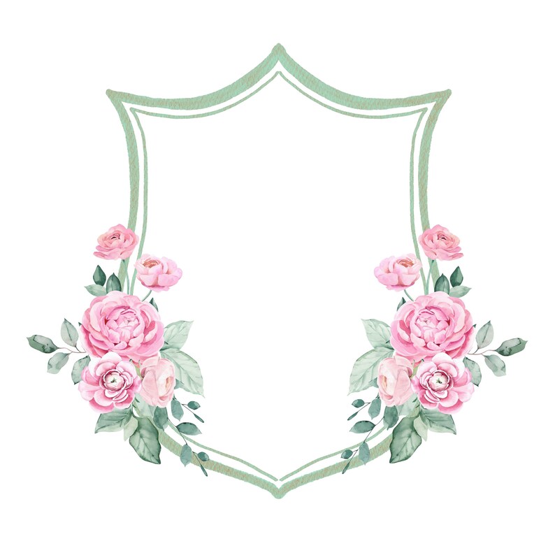 Watercolor Wedding Crest PNG Clipart Pre-made Crest - Etsy