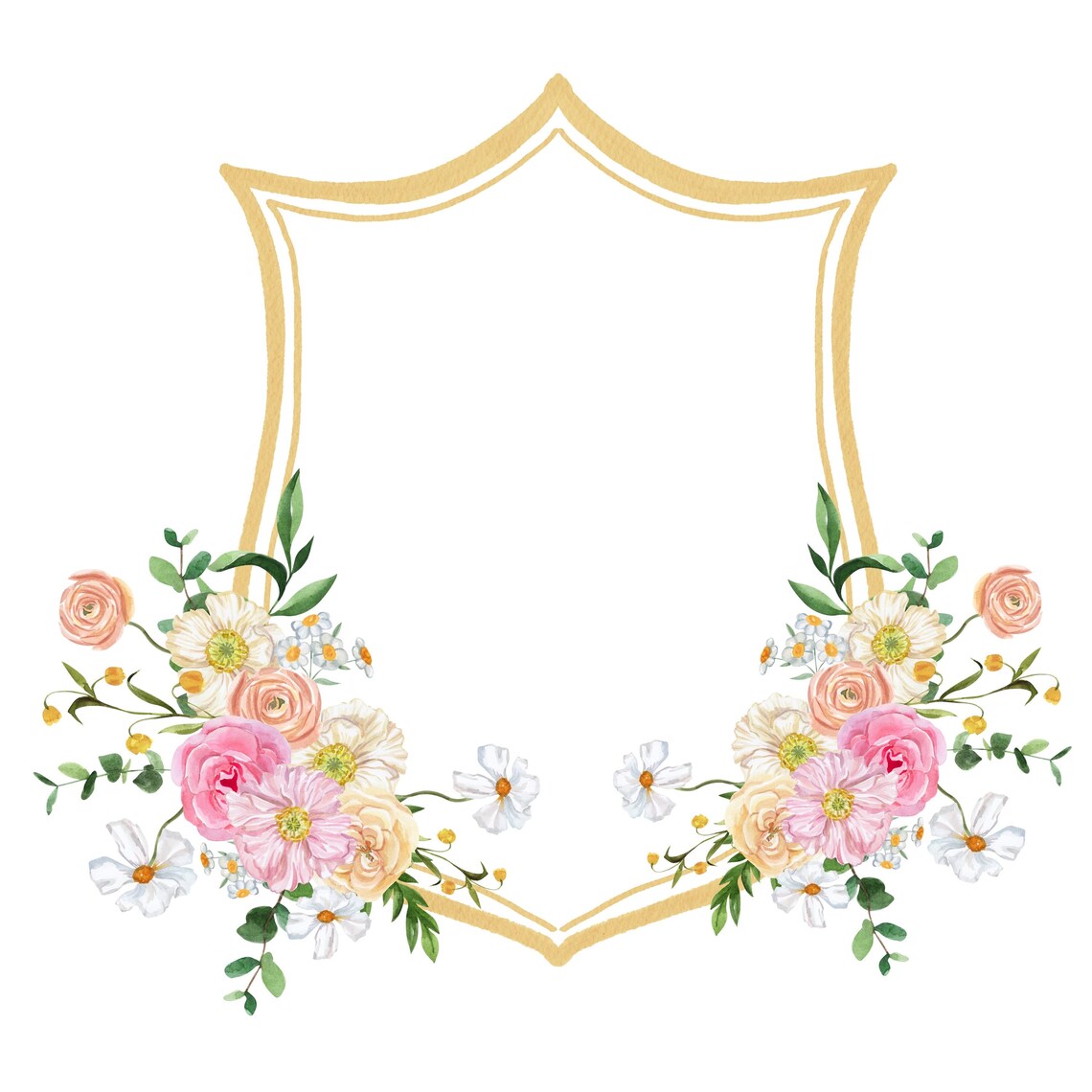Watercolor Wedding Crest PNG Clipart Pre-made Crest - Etsy