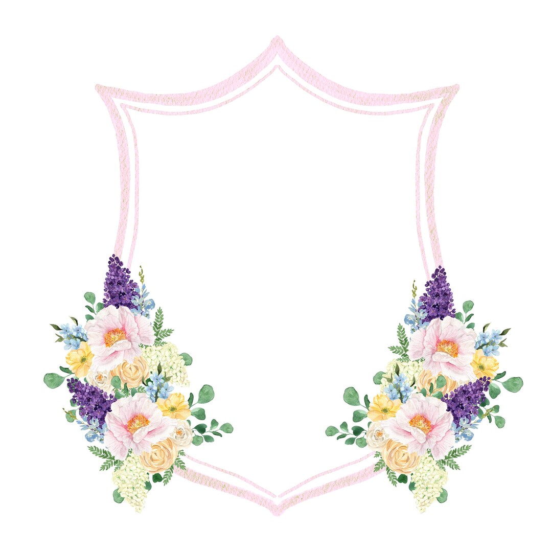 Watercolor Wedding Crest PNG Clipart Pre-made Crest - Etsy