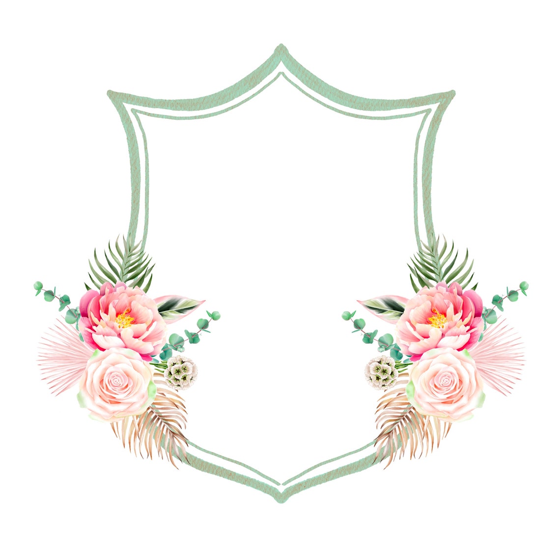 Watercolor Wedding Crest PNG Clipart Pre-made Crest - Etsy