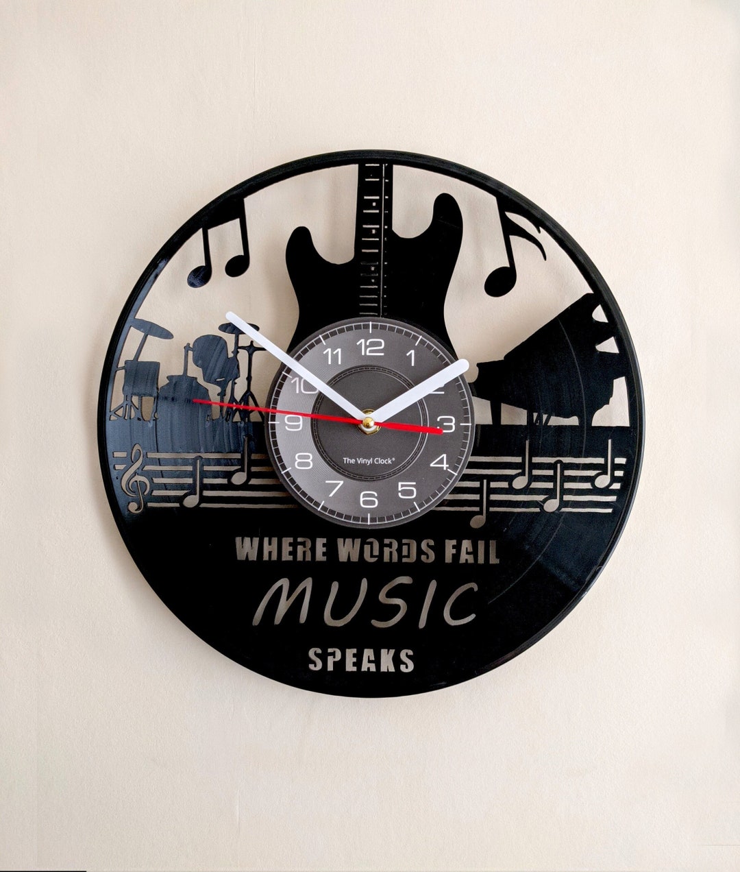 12 Inch Laser Cut Vinyl Record Wall Clock Laser Cut When Words Fail ...