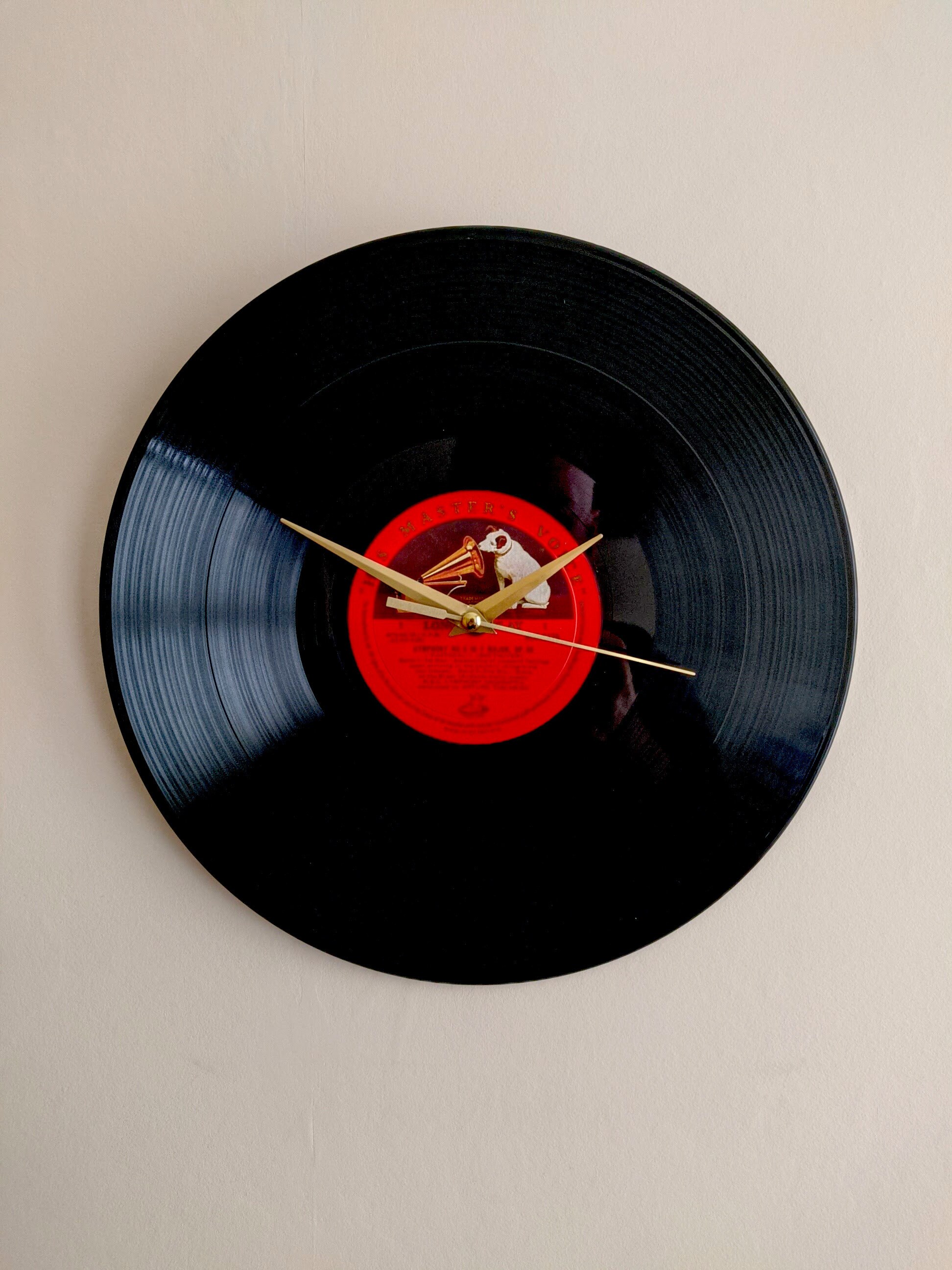 Vintage Record Wall Clock 12 His Masters Voice LP Gold Hands - Etsy