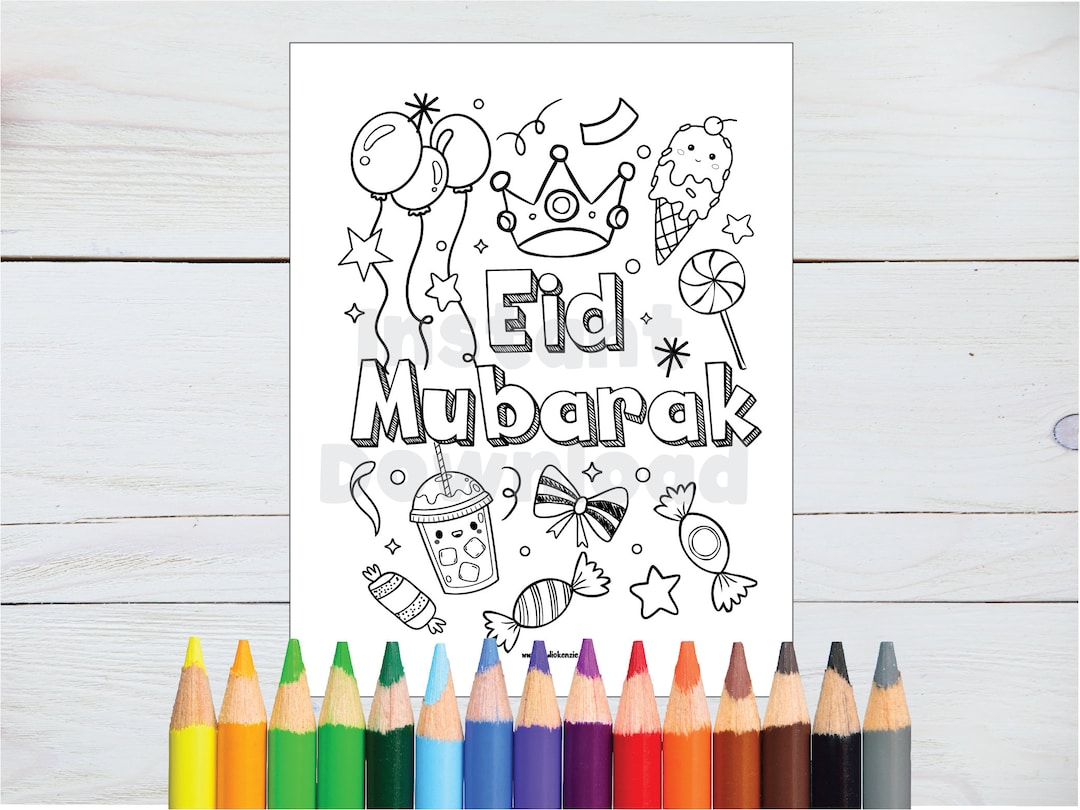 Happy Eid Coloring Page Desserts, Eid Mubarak Coloring Pages, Eid Party ...
