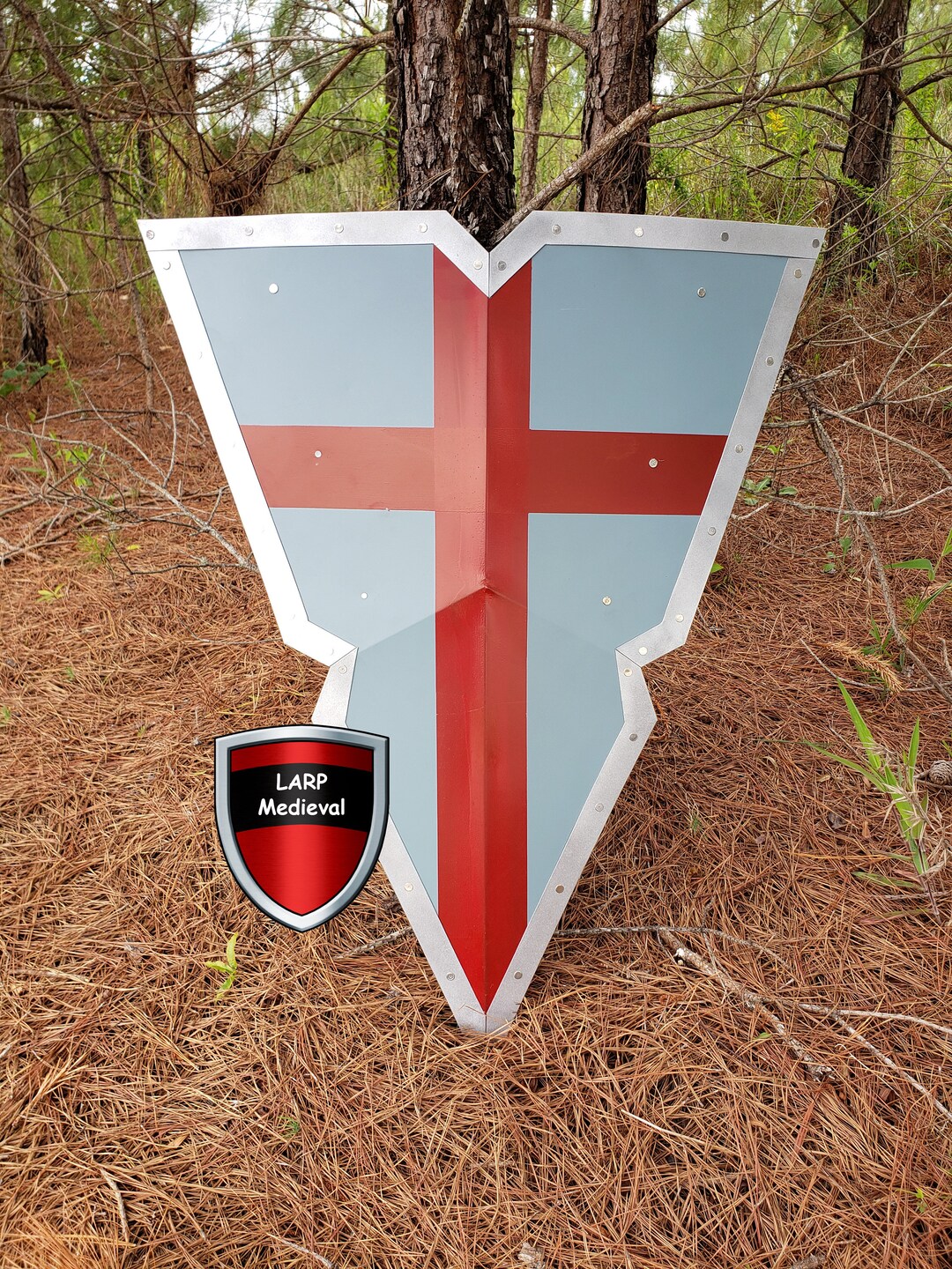 Viking Knights Holy Cross Crusader Kite Shield Steel Templar Heater Red ...