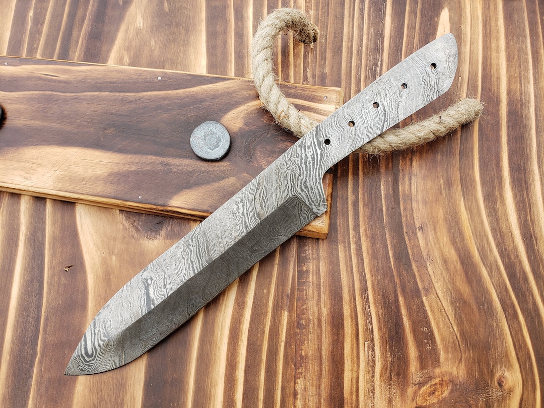 11.5 Inch Bowie Drop Point Damascus Steel Forged Knife Blade Blank ...