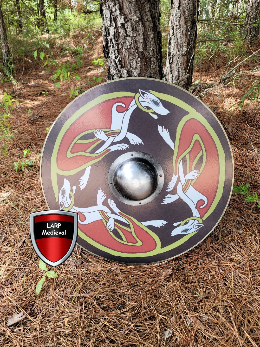 Norse Viking Ragnarök Myth Edda Fenrir Skoll Hati Wolf Loki Wood Round ...