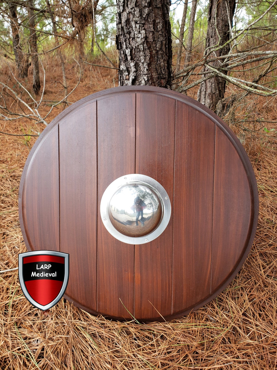 Authentic Viking Gokstad Shield Wooden Round Functional Nordic Runes ...