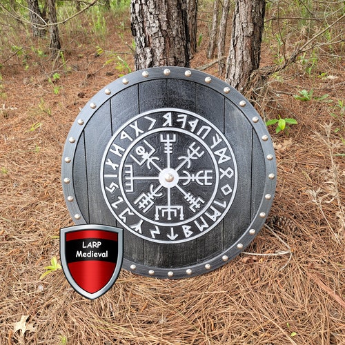 Viking Runes Helm of Awe Aegishjalmur Norse Carved Wooden - Etsy