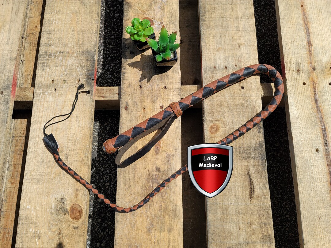 Medieval Rider Whip Dual Tone Cowboy Rancher Pastoral Livestock Leather ...