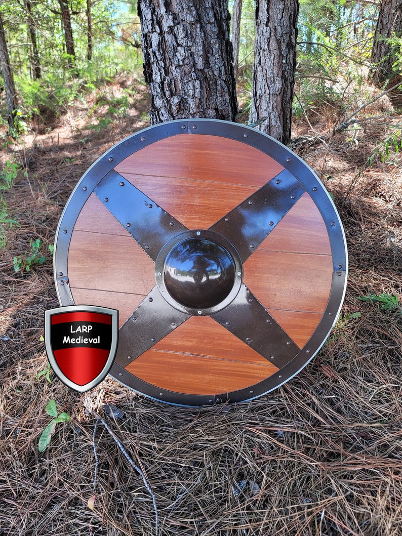 Norse Viking Curved Wood Round Shield Steel Boss Cross Trim - Etsy