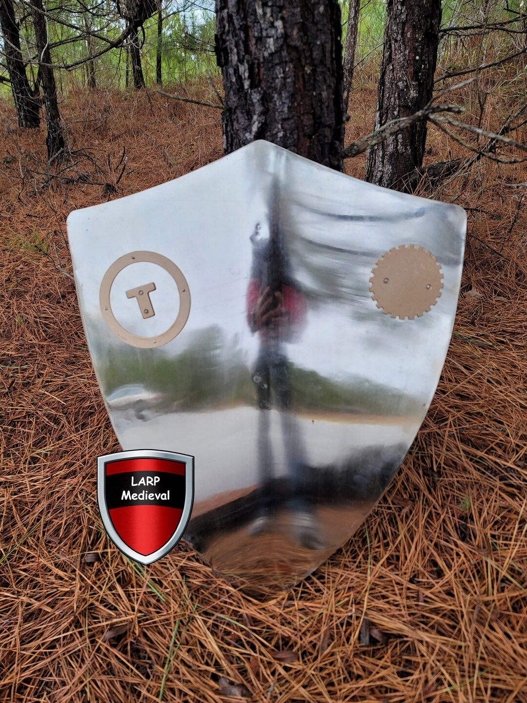 Steampunk Stainless Steel Medieval Knight Shield Chrome Plated Golden ...